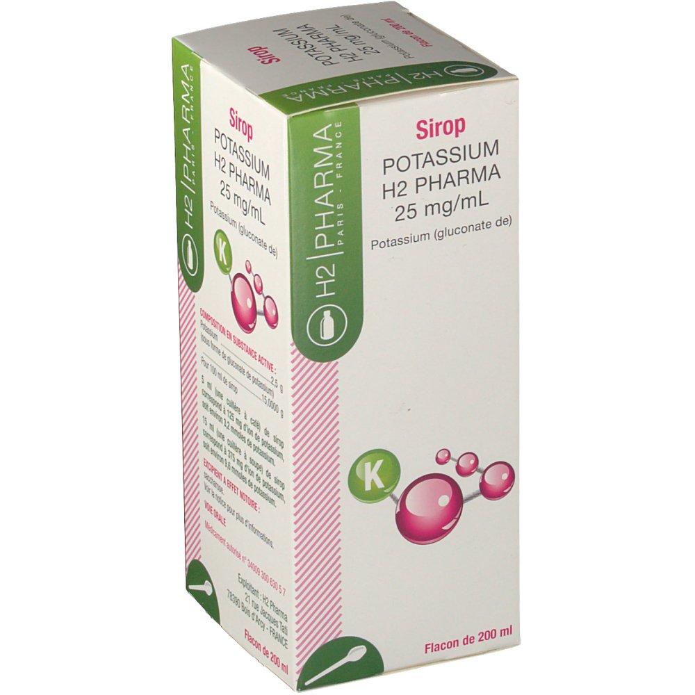 Sirop Potassium 25 mg/ml H2 Pharma - shop-pharmacie.fr